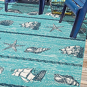 BNM Tropical Leaves Coastal Palm Indoor/Outdoor Area Rug, Sturdy Jute Backing, Perfect for Patio, Backyard, Playroom, Kitchen, Bedrooms, Deck, Dining Room, and Entryway, Pet Friendly, 8' x 10'