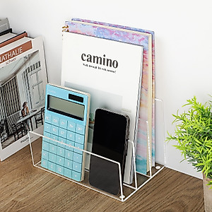 KTRIO Acrylic File Holder 3 Sections, File Organizer for Desk Clear Desk Organizer File Sorter File Folder Holder Mail Organizer Letter Holder for Envelopes, Mail, Electronics