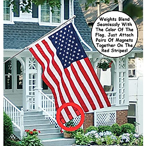 Magnetic Flag/Curtain Weights 8 Pack of Waterproof Magnets + Carrying Case, Great For Stopping American Flag Tangles, Clip On Bottom, Heavy Duty Works Outdoor To Stop Wind (Red)…
