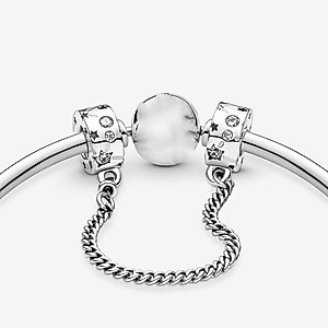 Lkwidi Stars & Galaxy Safety Chain Charm 925 Sterling Silver Pendant,Jewelry Beads Gifts for Women Bracelet&Necklace