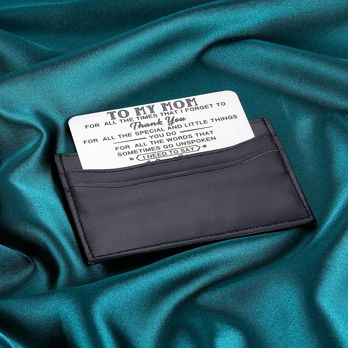 Sentimental Birthday Mothers Day Gifts for Mom from Daughter Women Engraved Wallet Card Insert for Mom Mother of The Bride Mother in Law Step Mom Appreciation Christmas Thank You Wedding Gifts Mama