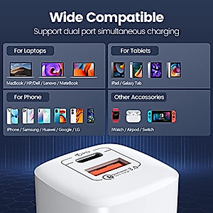 USB C Charger-Plugs for iPhone Charger,KOOPAO 33W Dual Port Charger Blocks Support PD Charge QC Charge Compatible with iPhone 13/Samsung S21/S20/Google Pixel 6/5 ect