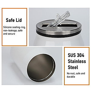 Custom 17oz Insulated Can Personalized Photo Picture Text or Logo Stainless Steel Double-walled Tumblers Great Gifts on Birthdays Father's Day Halloween Thanksgiving Christmas (Silver, Custom 17)