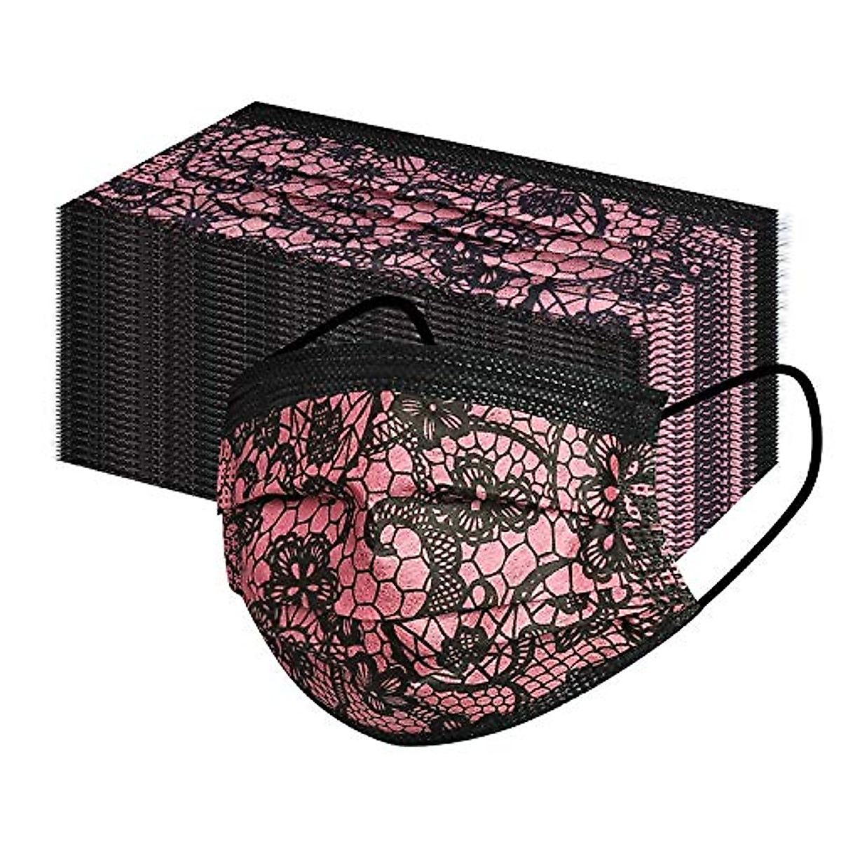 Lace Disposable Face_Mask,Cloth Covering,No Washable, Lightweight Breathable and Anti-Haze Dust Mouth Guards Balaclava for Kids/Adults