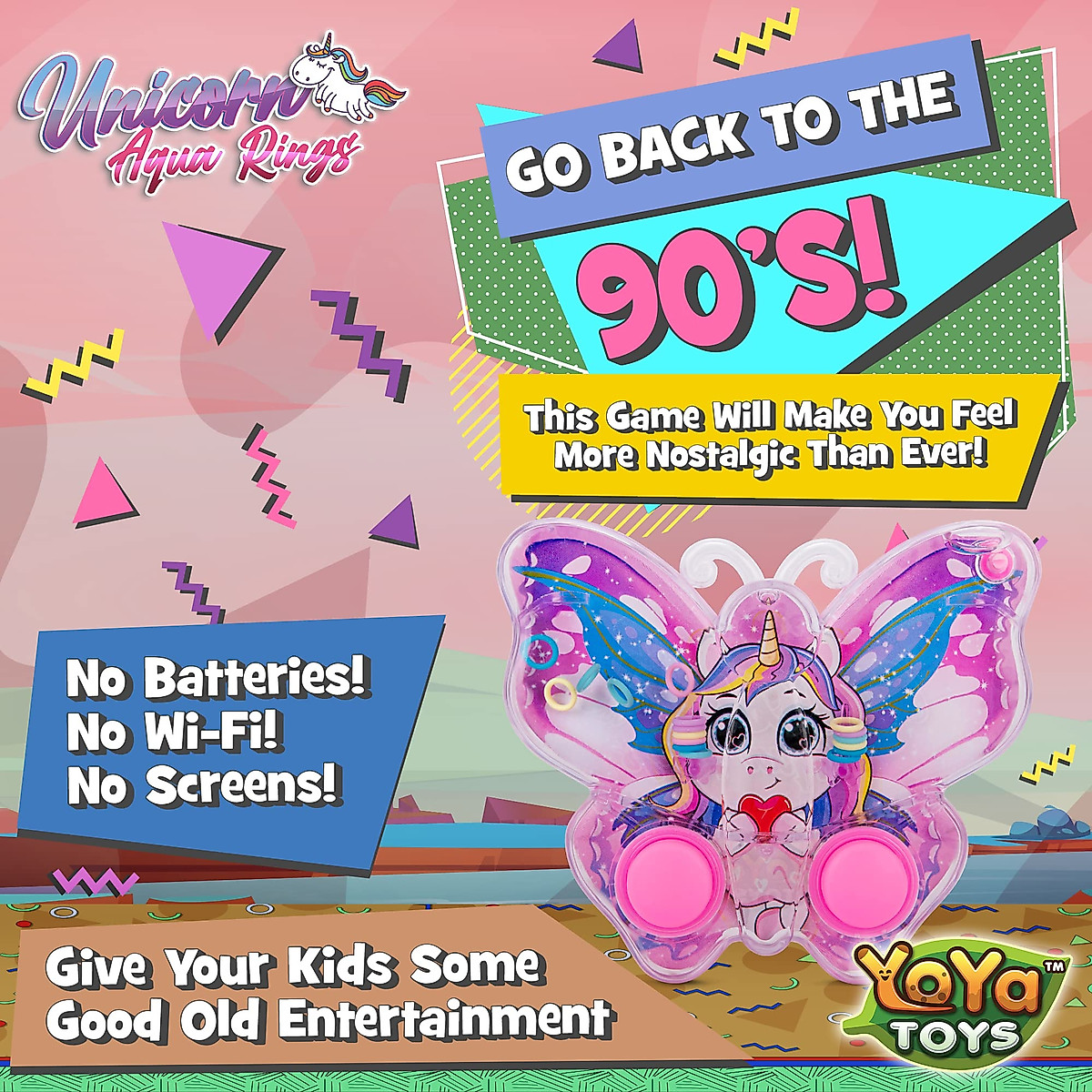 YoYa Toys Unicorn Butterfly Ring Toss Handheld Game - Games for Kids Handheld with Cute Unicorn Design, Classic-Style Retro Game, Portable & Travel-Friendly Handheld Games for Kids