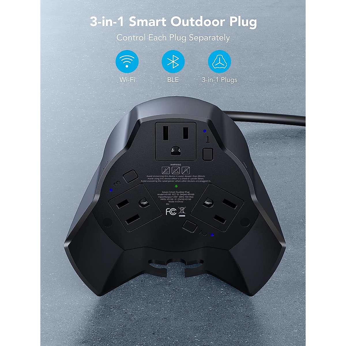 Govee Smart WiFi Outdoor Plug, Weatherproof 15A Outdoor Smart Outlet Bundle with WiFi Bluetooth Outlets 4 Pack, App Control, Supports Alexa and Google Assistant, 2.4 GHz Network only