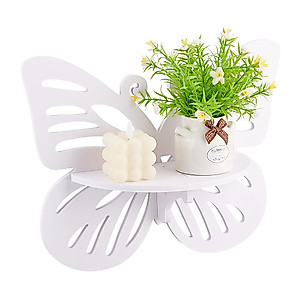 OLYCRAFT 13.8x11x4.3 Inch Butterfly Floating Shelves White Butterfly Wall Mounted Shelve Butterfly Shape Storage Rack Butterfly Nursery Wall Deor Floating Shelf for Living Room Home Laundry Room Decor