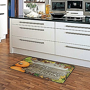 Thanksgiving Rug Kitchen Rugs Runner Fall Pumpkin Thanksgiving Doormat Bath Rugs Mat Non Slip Area Rugs for Bathroom Kitchen Indoor 39" X 20"