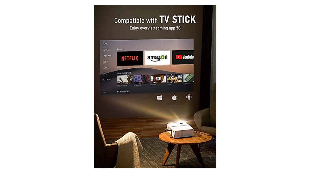 YEHUA 4K WiFi Projector - Full HD Outdoor Home Theater