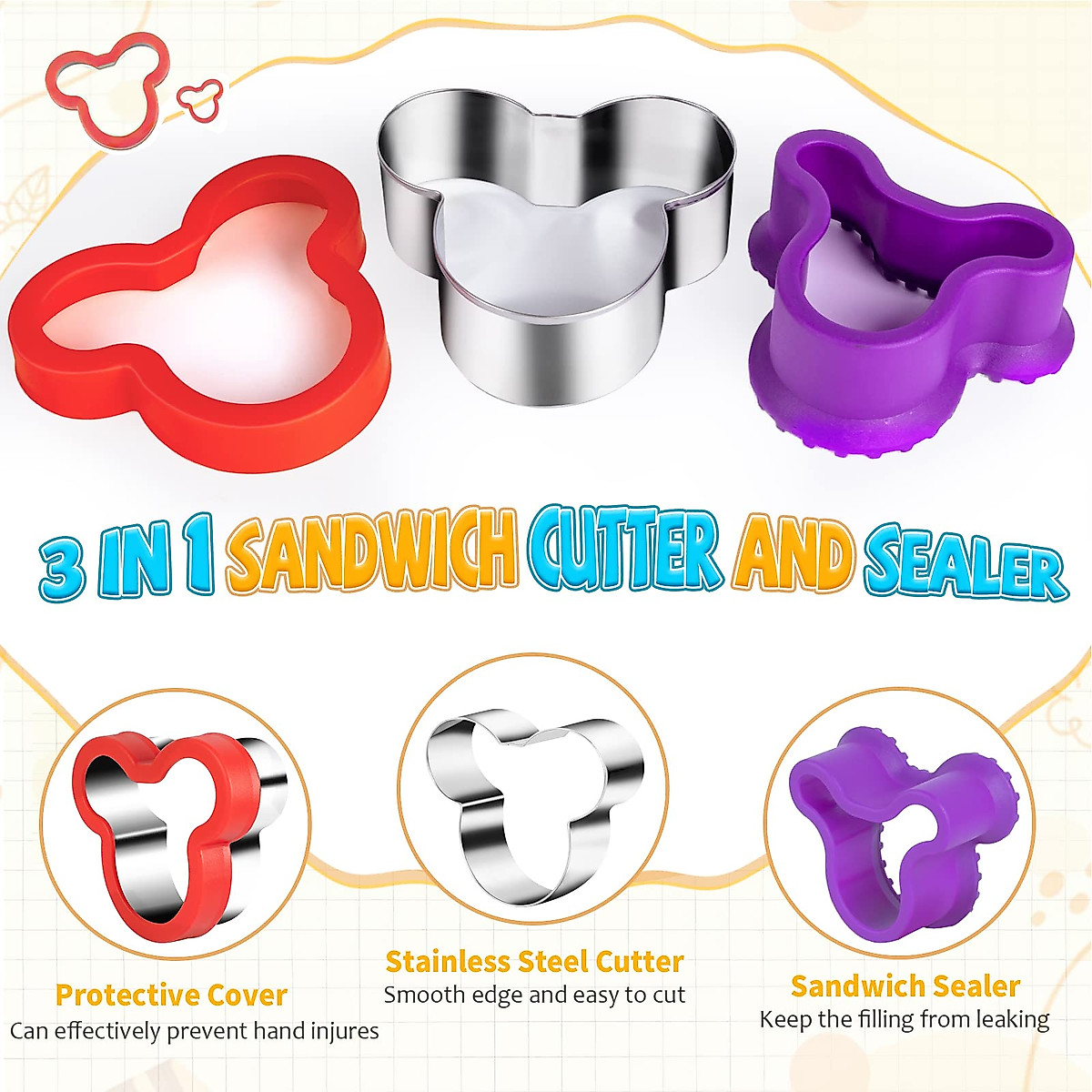 29Pcs Sandwich Cutter and Sealer Set, HAIMST Sandwich Cutters for Kids Lunch Sandwich Bread Decruster DIY Cookie Cutters Fruit Vegetable Cutter Shapes Sandwich Mold for Kids Bento Lunch Box