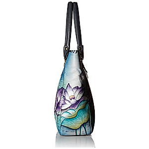 Anuschka Women’s Leather Large Tote-Hand Painted Exterior, Tranquil Pond,One Size