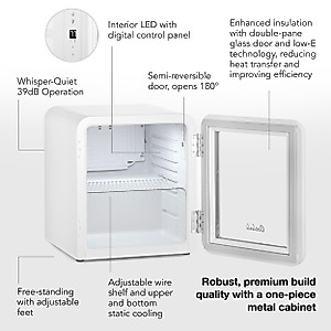 Cooluli Decor 1.7 cu ft Compact Mini Fridge with Glass Door - Small Refrigerator for Bedroom, Office, Dorm - Ideal for Soda Drinks, Beer (White)