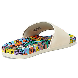 adidas Women's Adilette Comfort Slides Sandal, Ecru Tint/Coral Fusion/Ecru Tint, 6