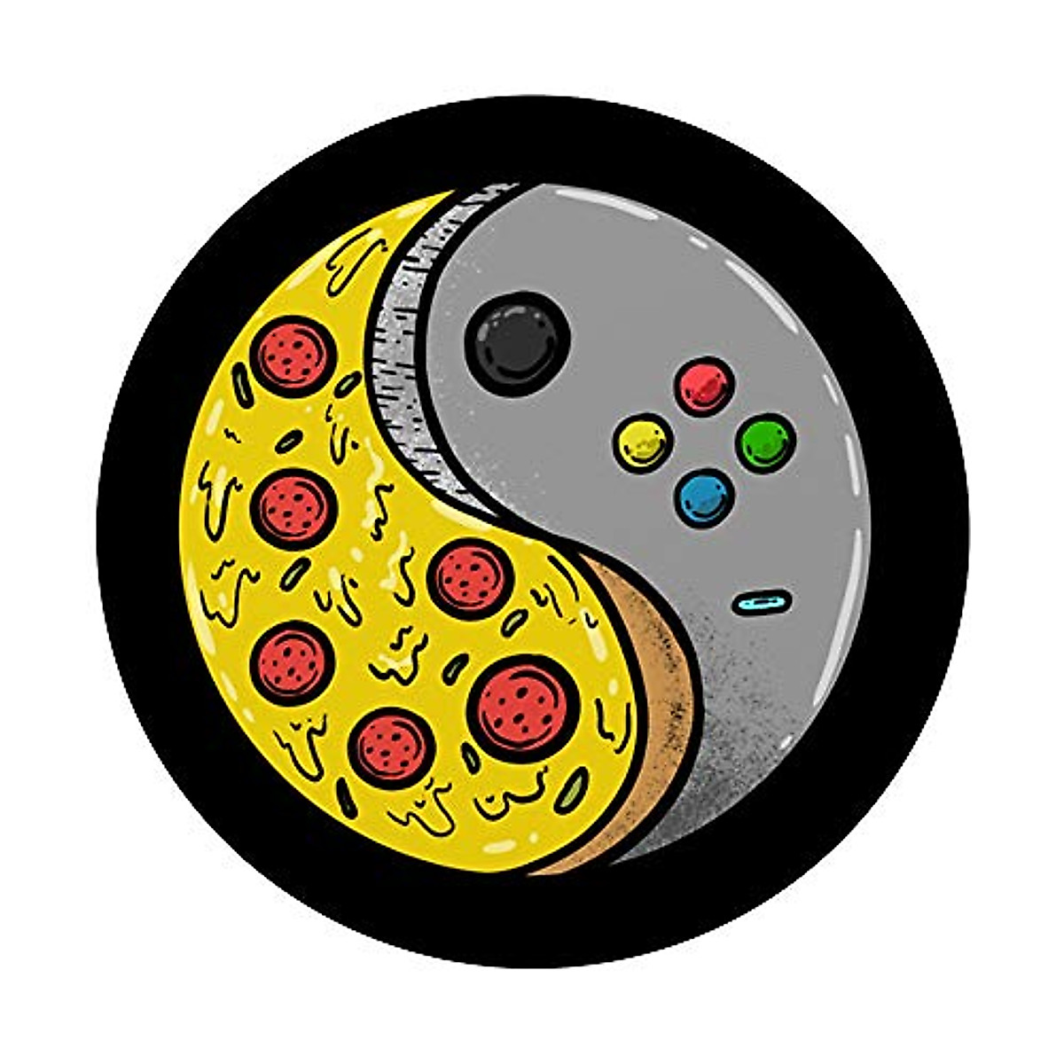 Yin Yang Pizza Video Game Controller Food Gaming Boys Men PopSockets PopGrip: Swappable Grip for Phones & Tablets