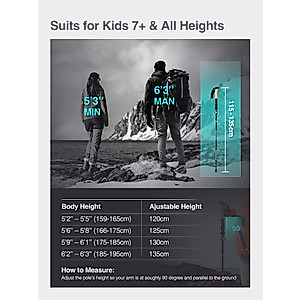 Luxtude Trekking Poles Hiking Poles, Collapsible Folding Hiking Sticks, Ultra Lightweight Aluminum 7075 Walking Sticks for Women and Men, Adjustable Hiking Stick with Aluminum Flip-Lock (2 Pack)