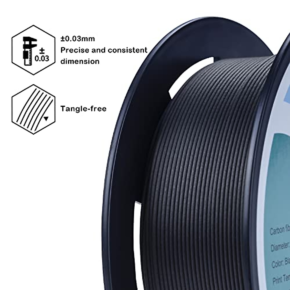 ZIRO Carbon Fiber PLA Filament 1.75mm,3D Printer Filament Carbon Fiber PLA 1.75mm 0.8KG Spool - Black