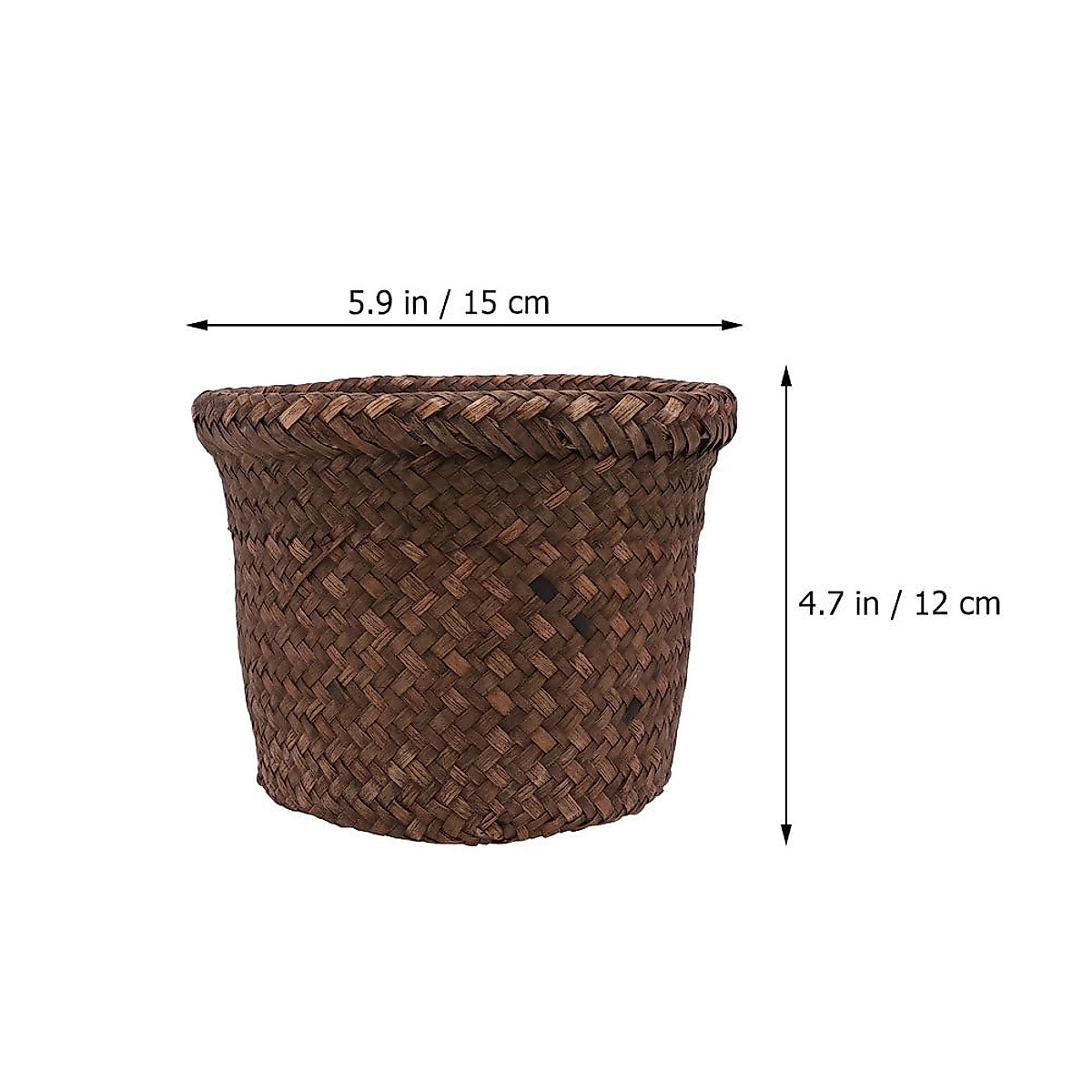 Cabilock Storage Basket Willow Woven Waste Paper Basket Rattan Garbage Bin Wicker Plant Decorative Waste Bin Wicker Trash Basket Wastebasket Garbage Bin Egg Seaweed with Cover Small Basket