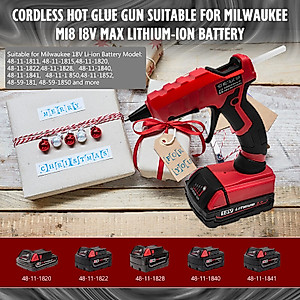 2 AH Battery Cordless Hot Glue Gun, Suitable for Milwaukee M18 18V Li-ion Battery,for Arts & Crafts & DIY & Repairs, 30s Quick Preheat Hot Melt Glue Gun with 30 Pcs Glue Sticks(7 * 150mm)