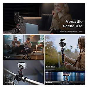 NEEWER Camera Flexible Tripod with Remote Shutter, Mount Adapter for Hero 11 10 9 8, Hidden Phone Holder with Cold Shoe, 1/4" Screw for Magic Arm, Bendable Vlogging Tripod, Load Up to 4.4lb - T30