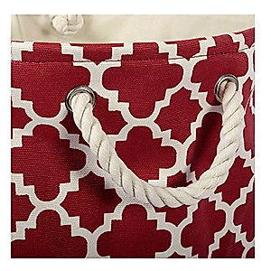 16" Red and White Lattice Round Large Storage Basket