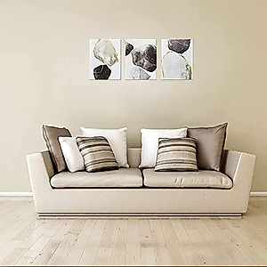 Stone Zen Nature Themed Prints Artwork Rock With Golden edge Canvas Wall Art Home Decoration for Bedroom Living Room Bathroom Painting