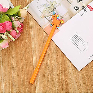 WIN-MARKET Animal Horse Gel Ink Pen Cute Kawaii Black Writing Pens Ballpoint Black Ink Gel Pen Party Gift Gel Ink Pens Funny School Stationery Office Supplies(6PCS)