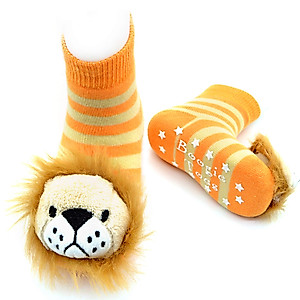 Piero Liventi Lion Boogie Toes Rattle Sock, 1-Pair (0-1Y) Rattles Foot Finder, Rattle Sock Baby Toddler Toy, Present Gift for Newborn Infant Babies Boy Girl Bebe