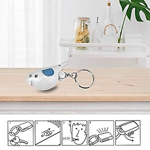Whistle Key Finder Voice Control Bird Shape Keychain Mini Key Anti-Lost Tracer Finder with LED Light Suitable for Key Wallet Cellphone(White)