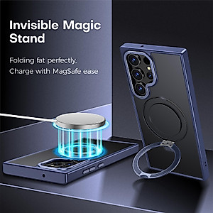 Rayboen for Samsung Galaxy S23 Ultra Case with Magnetic Ring, [Designed for Magsafe] with 2 Pack Soft TPU HD Screen Protector, Military Drop Protection Silky Touch Translucent Matte Cover, Blue