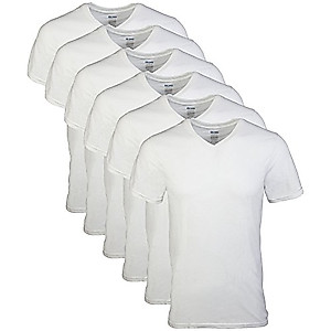 Gildan Men's V-Neck T-Shirts, Multipack, Style G1103, White (6-Pack), Medium