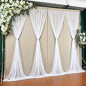 Champagne Tulle Backdrop Curtains for Baby Shower Party Wedding Photo Drape Backdrop for Photography Props Engagement Bridal Shower 10 ft X 7 ft