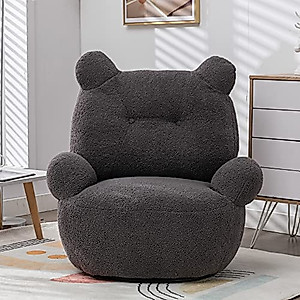 HAUSHECK Swivel Barrel Chair, Black
