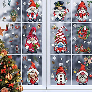 Christmas Winter Window Stickers, Christmas Classic Santa Claus Window Decals Clings for Xmas Home Office Glass Mirror Winter Holiday Party Decoration