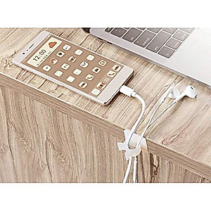 40 Pcs White Cable Clips, Viaky Under Desk Cable Organizer Adjustable Wire Clamps Strong Self Adhesive Cord Organizer Holders Small Wire Management Flat Mount No Tools for Wall, Desk, Outdoor, Indoor