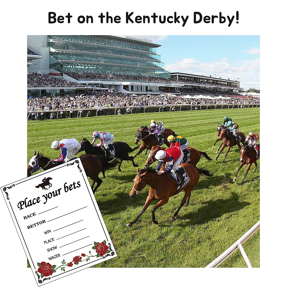 ANGOLIO Race Horse Party Supplies, 40Pcs Betting Card for Guess Who will Win the First on Horse Racing, Win Place Show Ticket Play Your Bets Card Derby Invitation Guessing Game Card