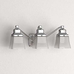 Hampton Bay 3-Light Chrome Vanity Light with Etched Glass Shades