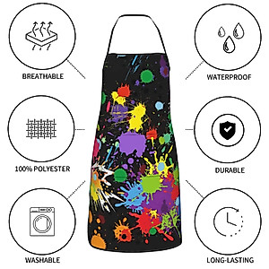 Senheol Colorful Painting Artist Apron, Waterproof Adjustable Aprons with 2 Pockets for Women Men Adults, Gifts for Artists