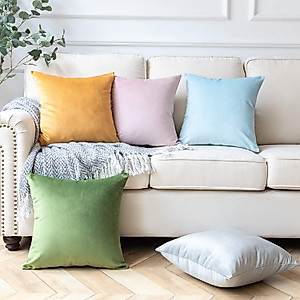 Phantoscope Pack of 2 Velvet Decorative Throw Decorative Pillow Cover Soft Solid Square Cushion Case for Couch Black 18 x 18 inches 45 x 45 cm