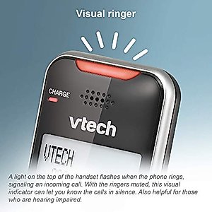 VTECH VS112-2 DECT 6.0 Bluetooth 2 Handset Cordless Phone for Home with Answering Machine, Call Blocking, Caller ID, Intercom and Connect to Cell (Silver & Black)