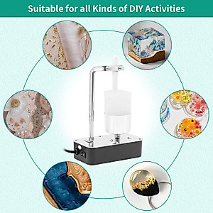 QXCSF Epoxy Resin Mixer, 200ml Large Capacity Electric Tumble Mixer Stainless Steel Stirrer Tumbling Machine with Mixing Stick and 2 Silicone Cups, DIY Tool for Handicraft