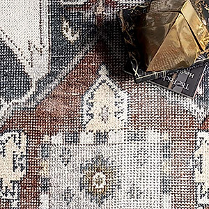 nuLOOM Mali Machine Washable Traditional Medallion Ultra Thin Area Rug, 8' x 10', Ivory