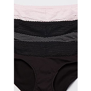 Warner's womens Blissful Benefits No Muffin 3 Pack Hipster Panties, Black/Pale Pink/Dark Gray Heather, Medium US