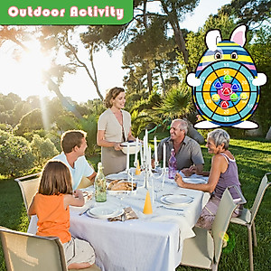 HONGID Easter Basket Stuffers,30" Bunny Dart Board With 12 Sticky Balls,Easter Eggs Filled,Easter Theme Party Favor,Easter Gifts for Boys Girls - Outdoor Indoor Kids Toys-Easter Decor Decorations