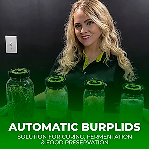 Burp Lids V2 Curing Lid - Automatic Burping - Built-In Extraction Pump - Vacuum Sealed for Successful Cure - Extend Product Shelf Life - Fits All Wide Mouth Mason Jar