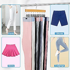 Resovo Upgrade Legging Organizer, Wooden Legging Storage Organizer Space Saving 20 Metal Hooks Closet Organizer and Storage for Leggings, Pants, Skirts etc. 4 Pack