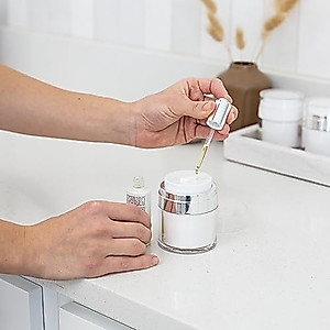 Airless Pump Jar – Air Pump Container for Cream, Lotion, and Gel - 1.7 Ounce Travel Ready Protective Refillable Cosmetic Empty Moisturizer Pump Dispenser Bottle – Silver