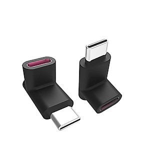 90 Degree Right Angle Type-C Male to Type-C Female Adapter 100W 40G,up and Down 90 Degree Type-c Plug to Jack Expansion Adapter is Suitable for Notebook Computers, Tablet Computers and Mobile Phones