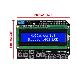 Diitao 3PCS 1602 LCD Keypad Shield 16x2 LCD Expansion Shield Board Blue Backlight 4.5-5.5V for Robot (1602 LCD)