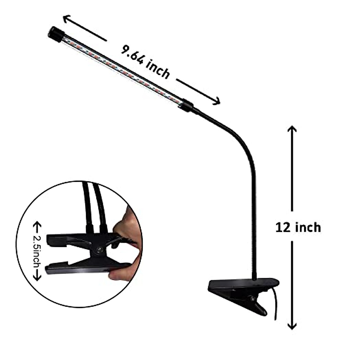 Otryad LED Grow Lights for Indoor Plants 20 LED, Plant Growing Lights Full Spectrum Auto ON & Off with 3/9/12H Timer, 9 Dimmable Lightness Clip-On Desk Grow Lamp Bulb