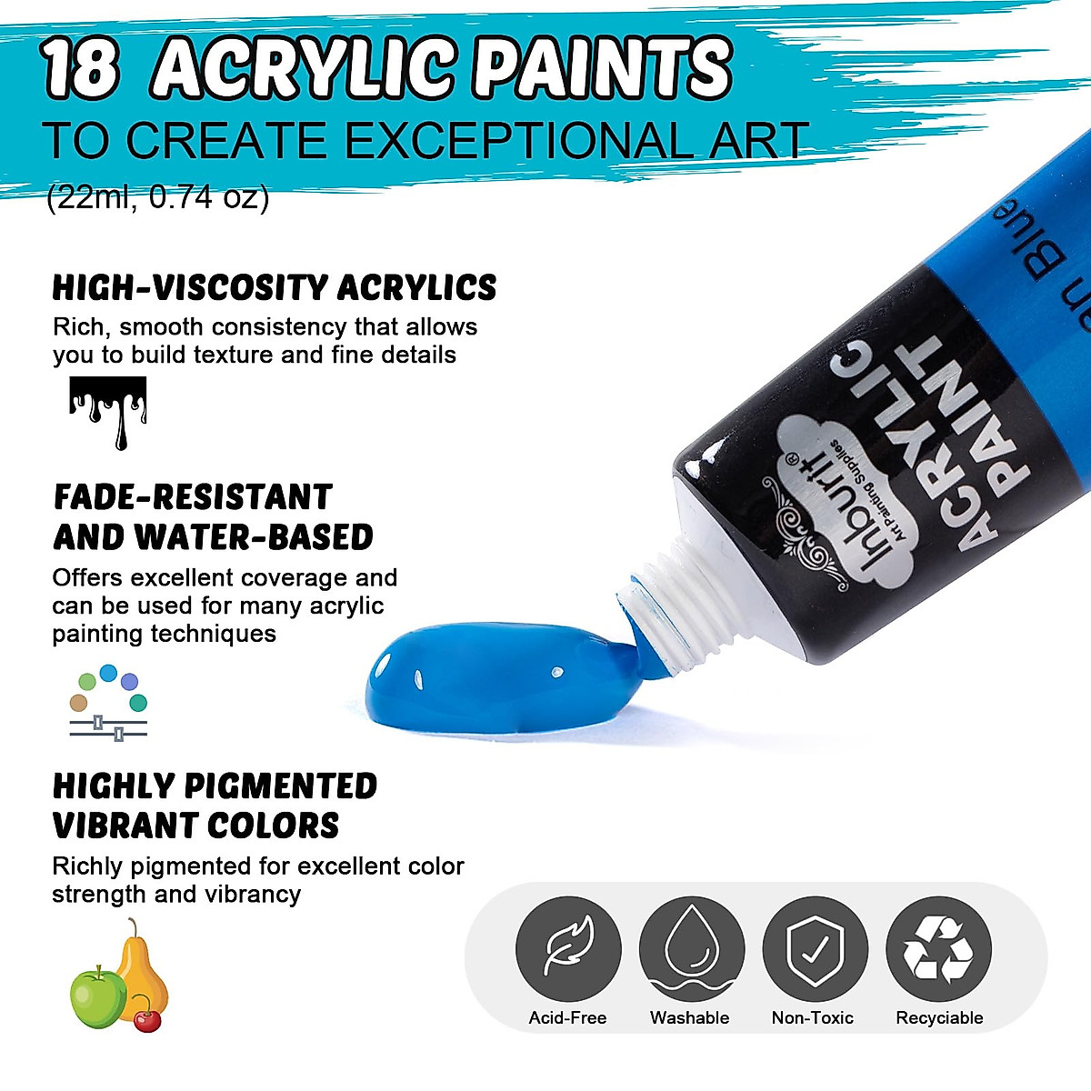 Art Paint Set for Kids, Painting Supplies Kit with 5 Canvas Panels, 8 Brushes, 12 Acrylic Paints, Multi-Function Table Easel, Etc, Premium Acrylic Paint Set for Students, Kids and Beginner.